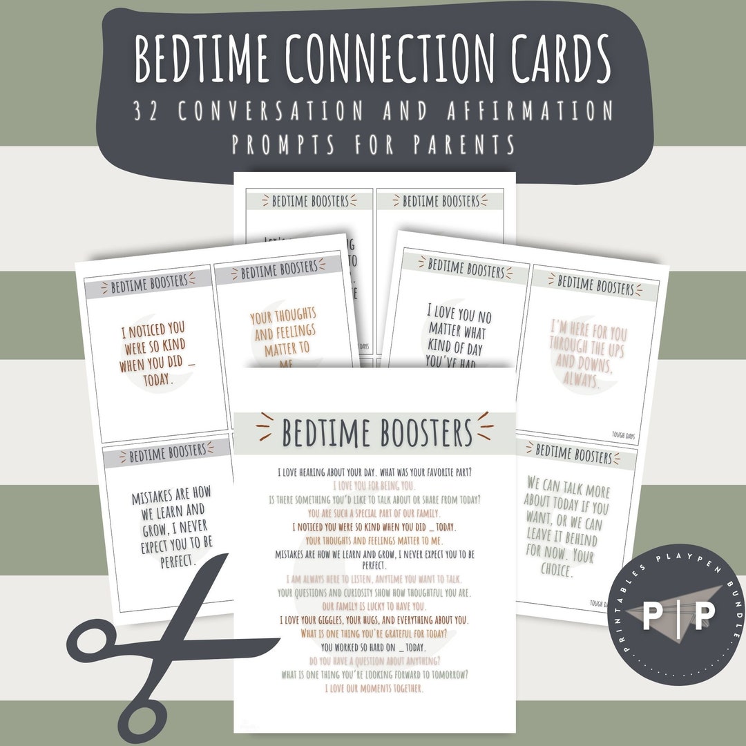 Bedtime Routine Printable Conversation Prompt Cards for Parents and ...