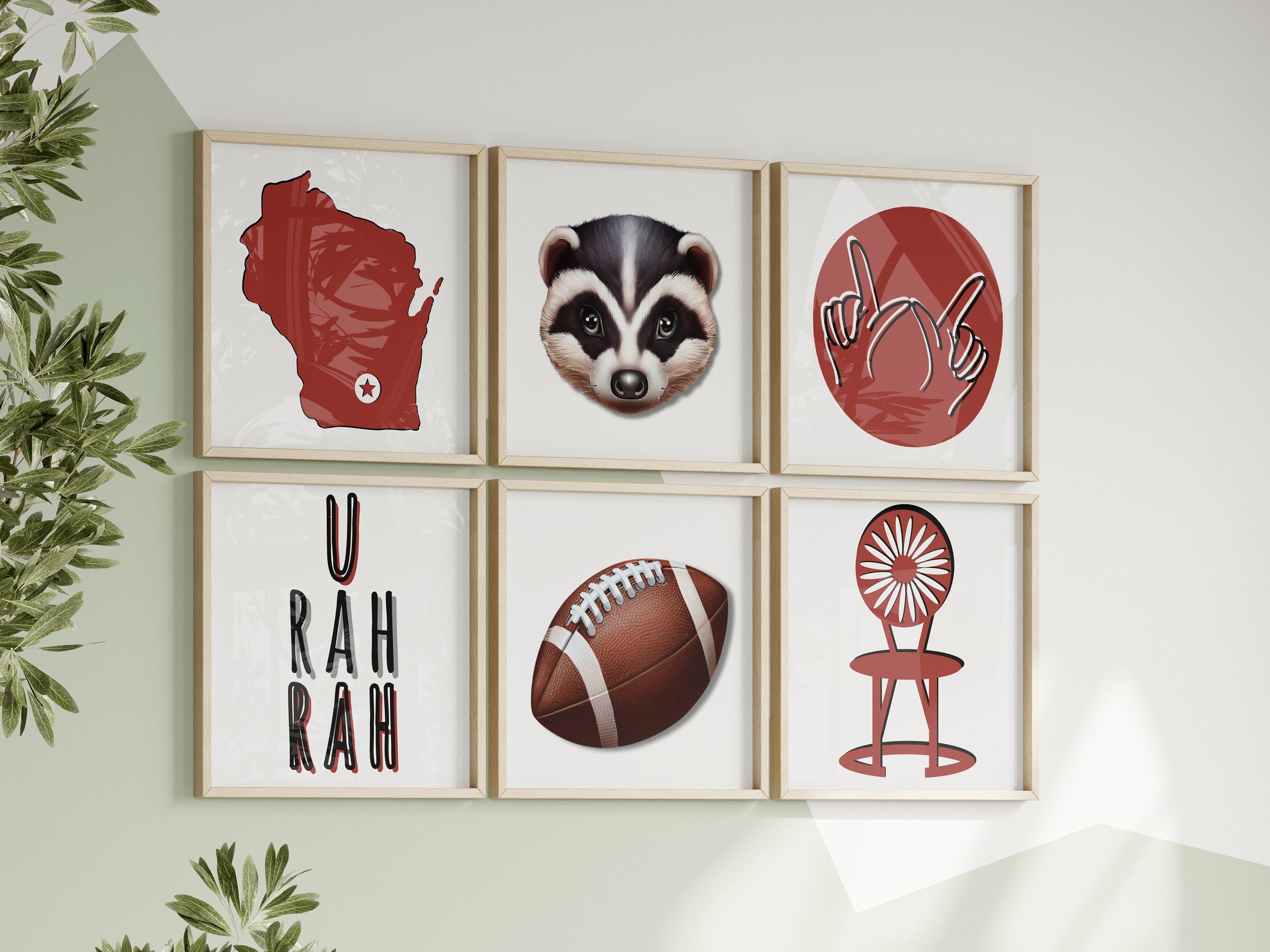 UW Madison Prints Set of 6 Wisconsin Badgers Wall Art Printable Decor ...