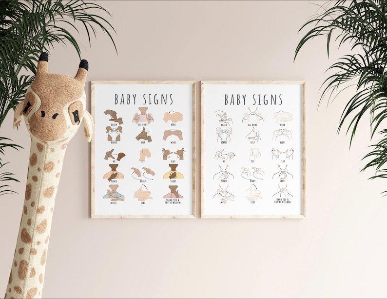 Starter Sign Language for Baby Print Set: ASL Starting Signs Poster ...
