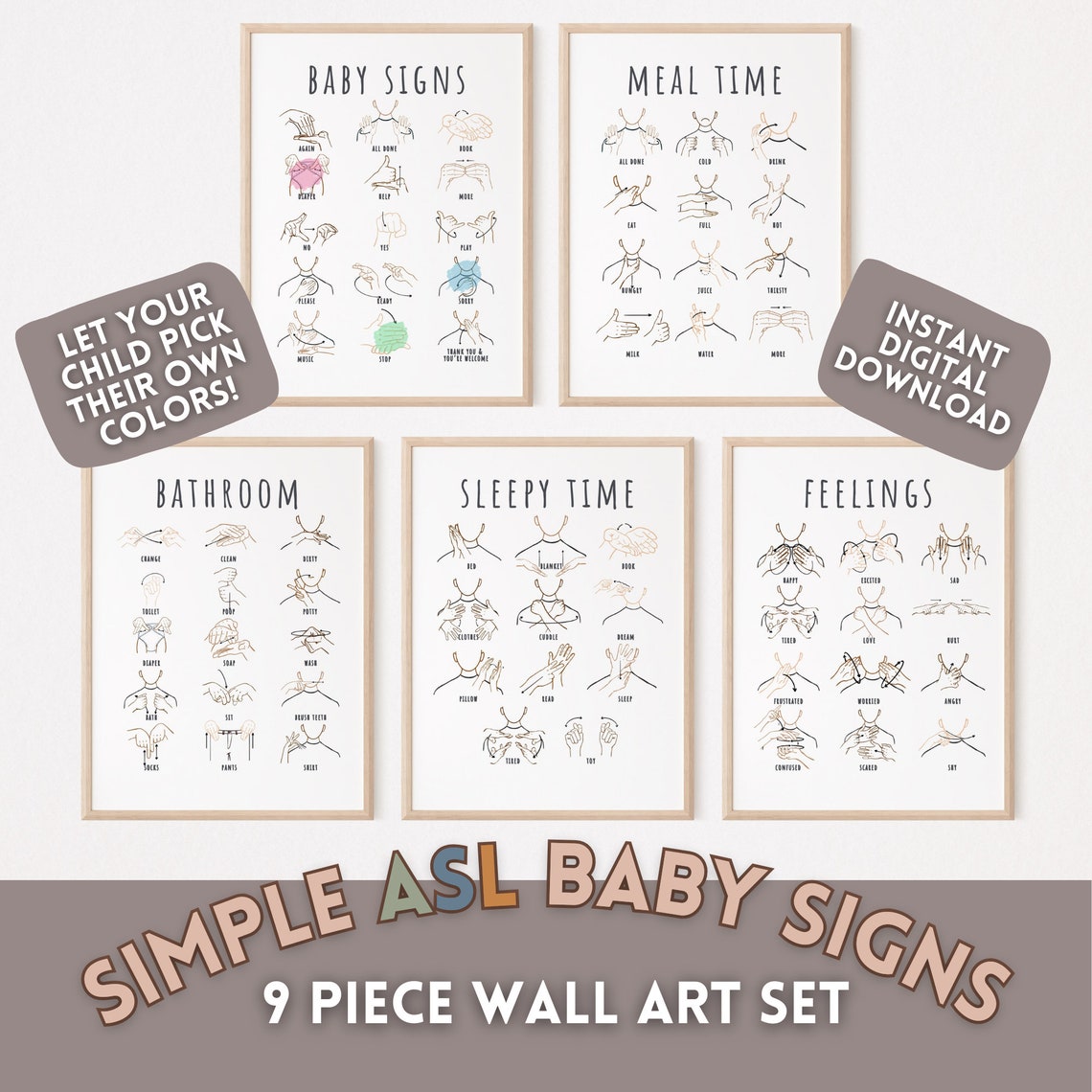ASL Baby Signs Printable: Education Posters, Classroom Decor (digital ...