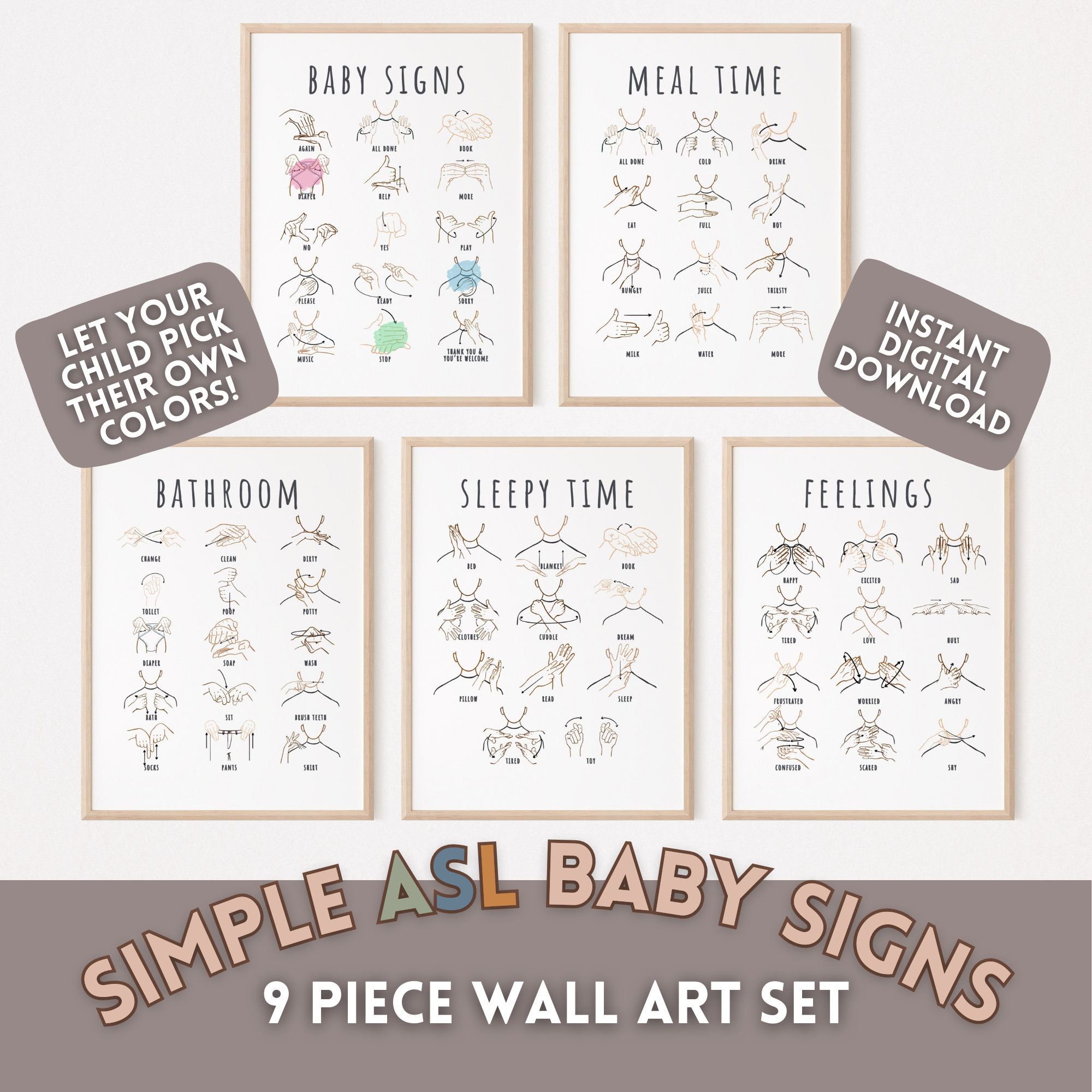 ASL Baby Signs Printable: Education Posters, Classroom Decor (digital ...