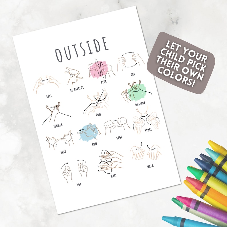 Outside Set of 2 Baby Sign Language Print Starting ASL Signs Printable ...