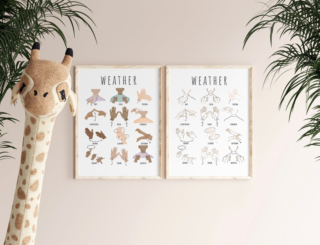 Baby Sign Language Weather & Seasons Print Set (digital Download) - Etsy
