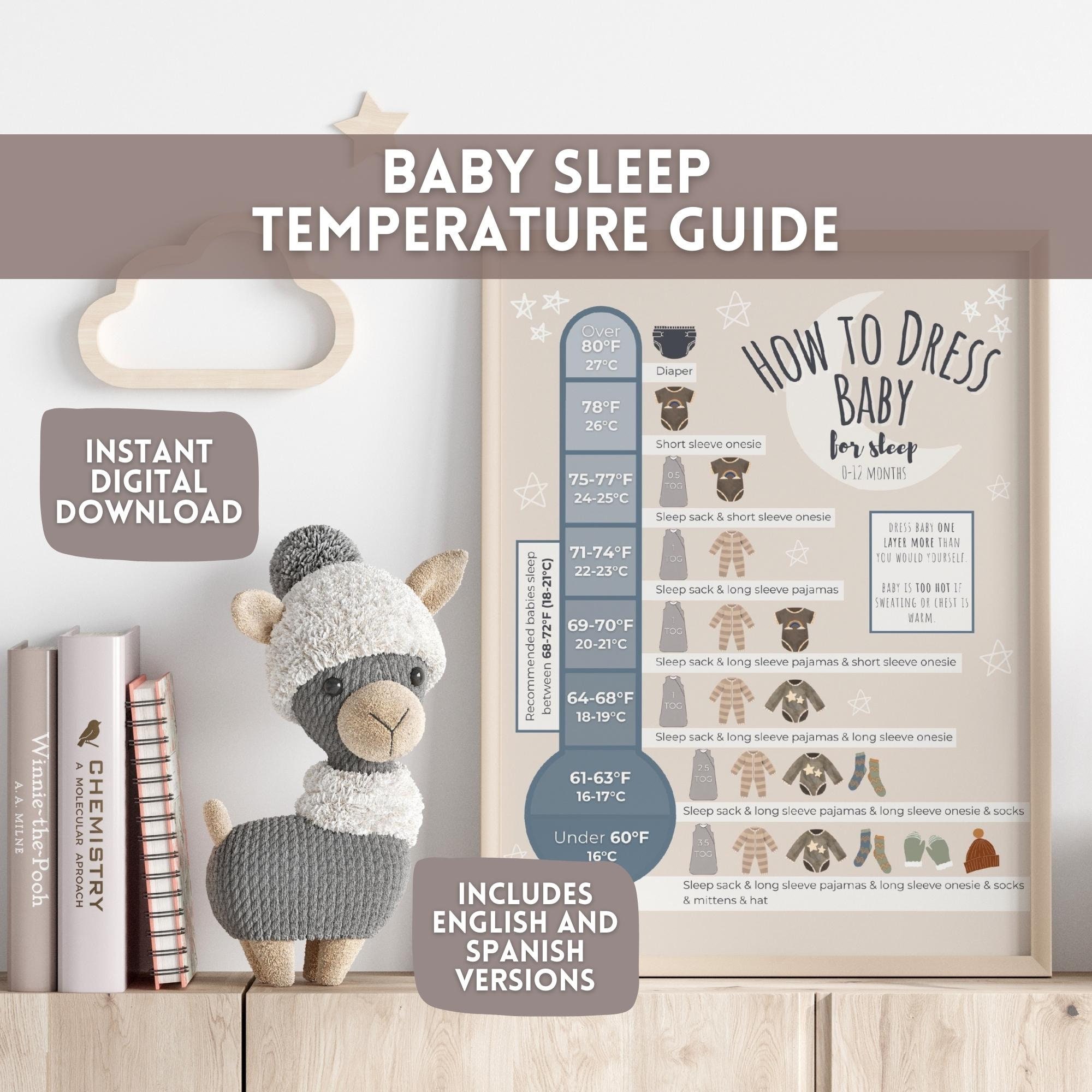 BILINGUAL Temperature Guide How to Dress Baby for Sleep INSTANT Download 0-12 Months Newborn ...
