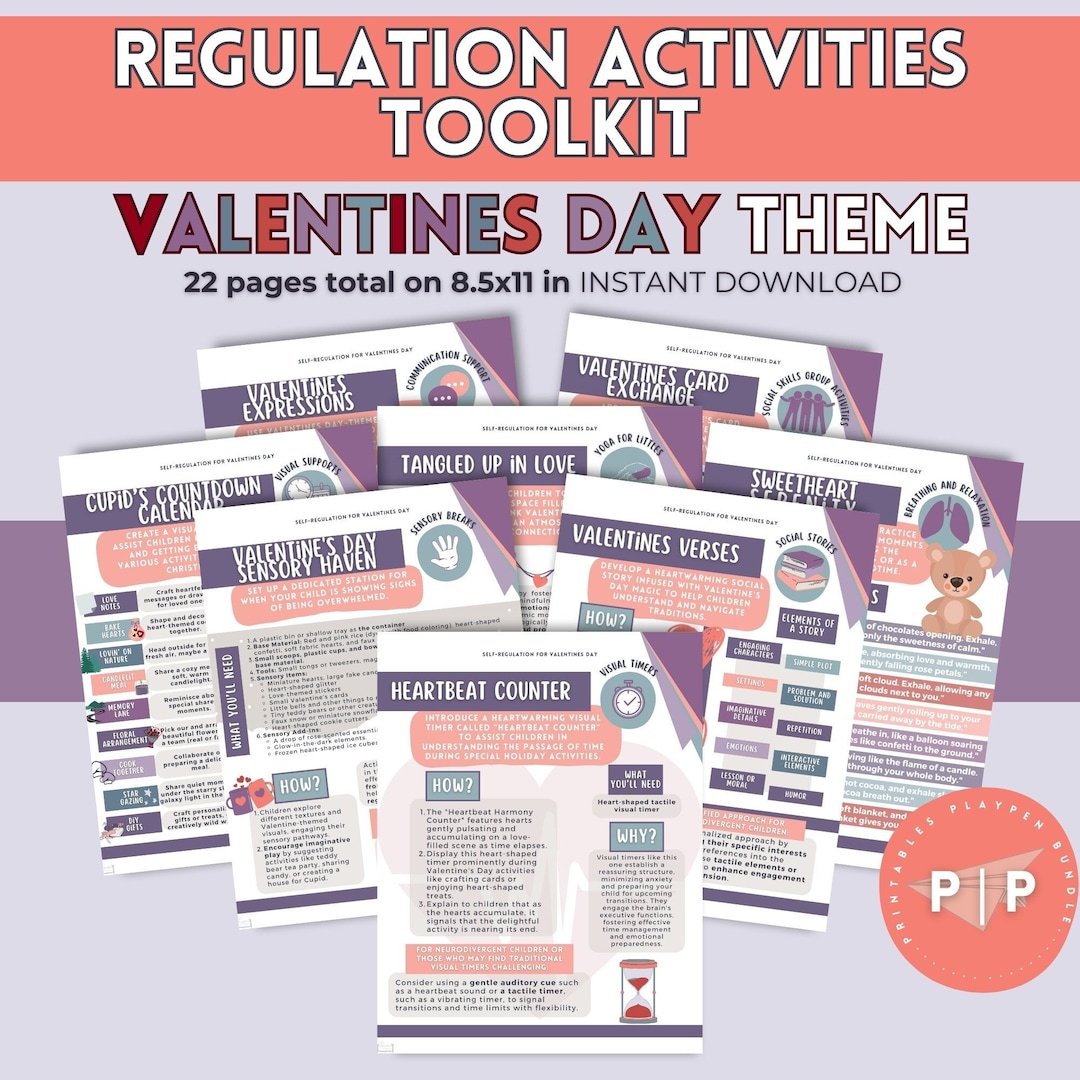 Valentines Day Activity Printable for Kids Regulation Toolkit Bundle ...