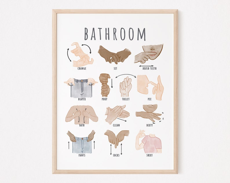Bathroom Baby Sign Language Print Starting ASL Signs Printable Baby ...