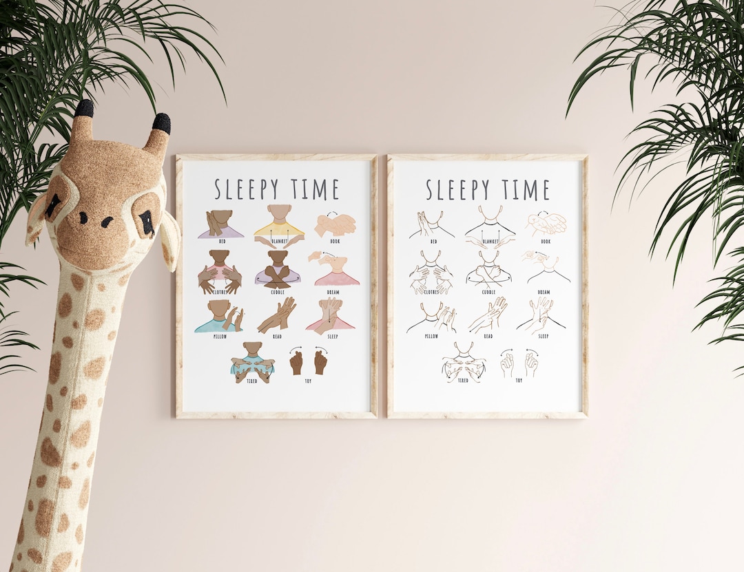 Sleepy Time Set of 2 Baby Sign Language Print Starting ASL Signs ...