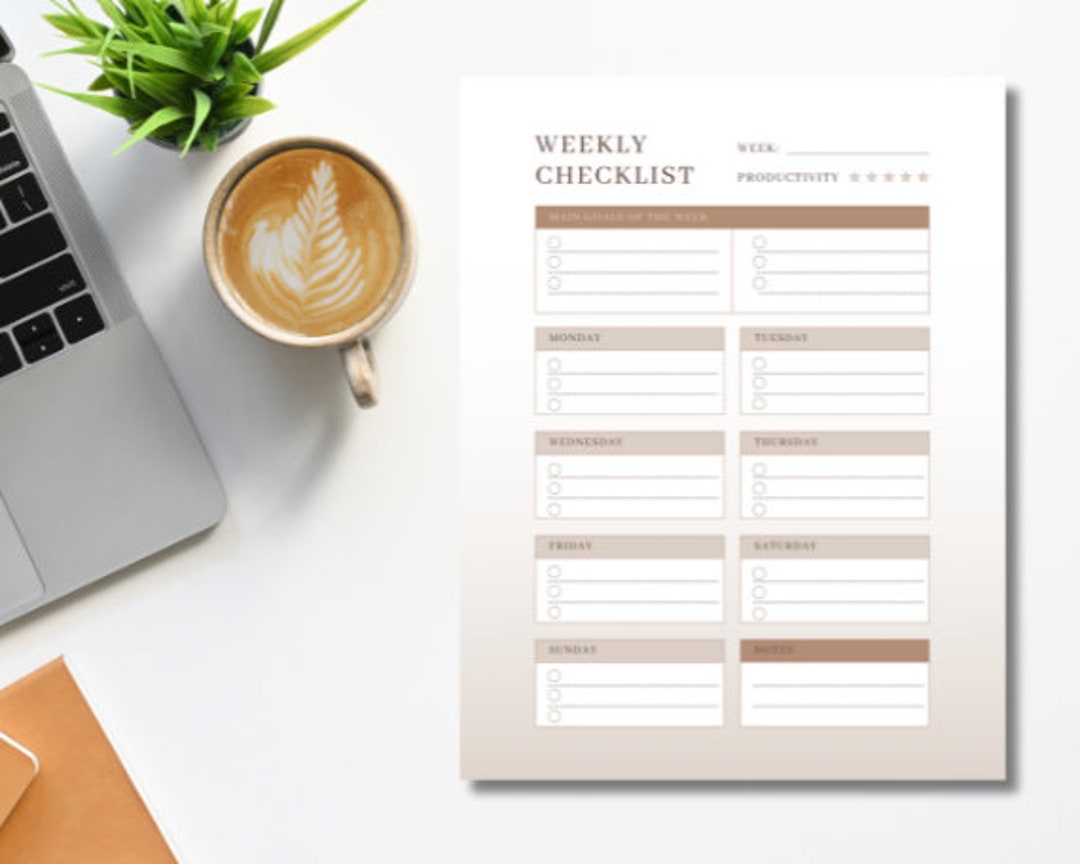 Printable Weekly Check List - Etsy