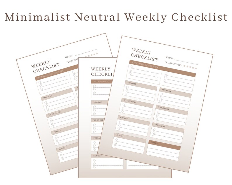 Printable Weekly Check List - Etsy