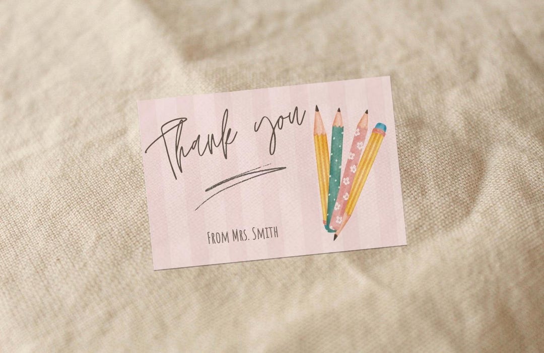 EDITABLE TEACHER Thank You Card Template | Canva | Pencils | Teacher ...