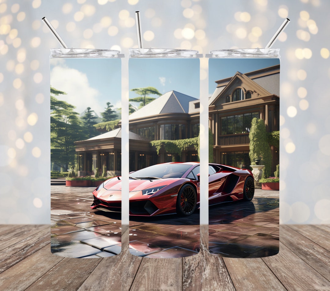 3D Dreams Lamborghini Modern Mansion Tumbler Wrap 20oz Skinny Tumbler ...