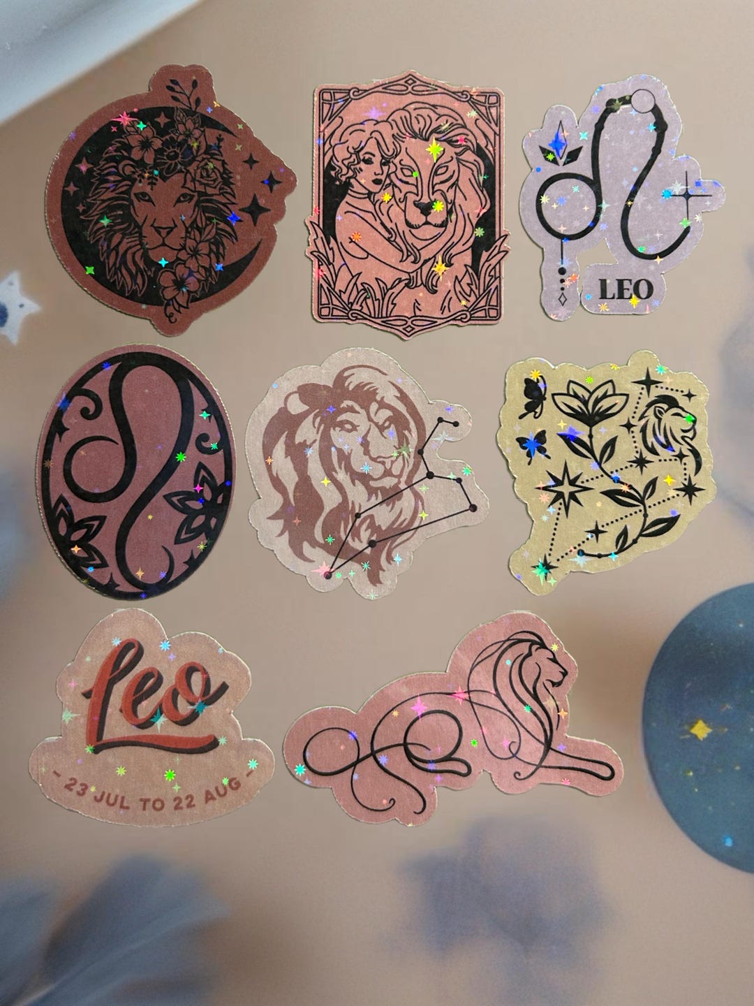 Holographic Leo Zodiac Sticker Pack: Water-resistant Vinyl Decals - Etsy