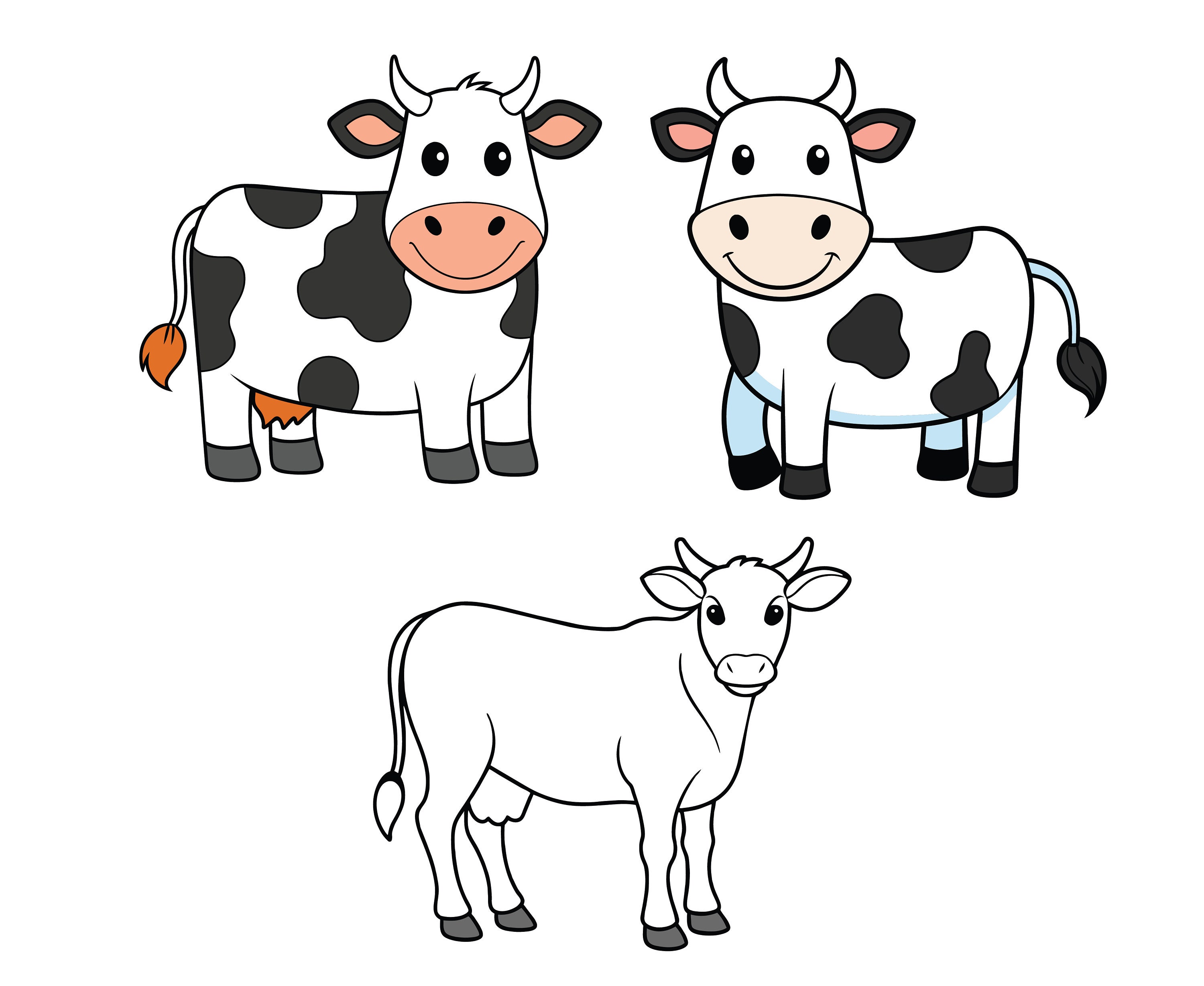 Cow Outline Clip Art COW .ai Royalty Free Stock Vector Clip Art