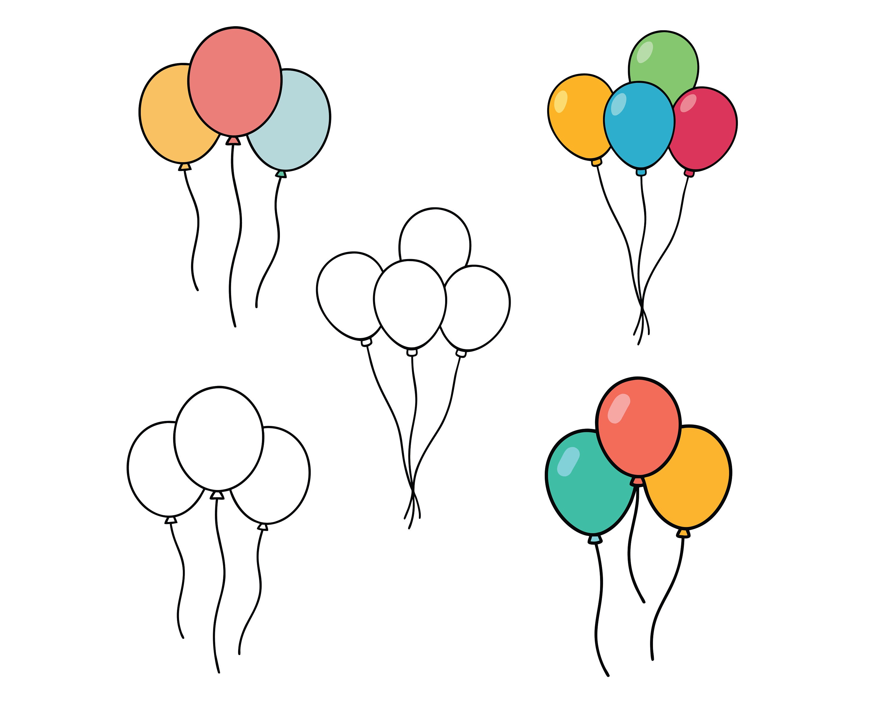 Balloons SVG, Balloons Clip Art, Balloons Cricut Svg, Balloons Outline ...