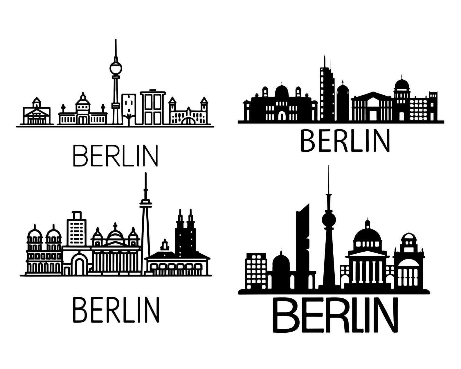 Berlin Skyline Silhouette SVG , Berlin Skyline Outline SVG - Etsy