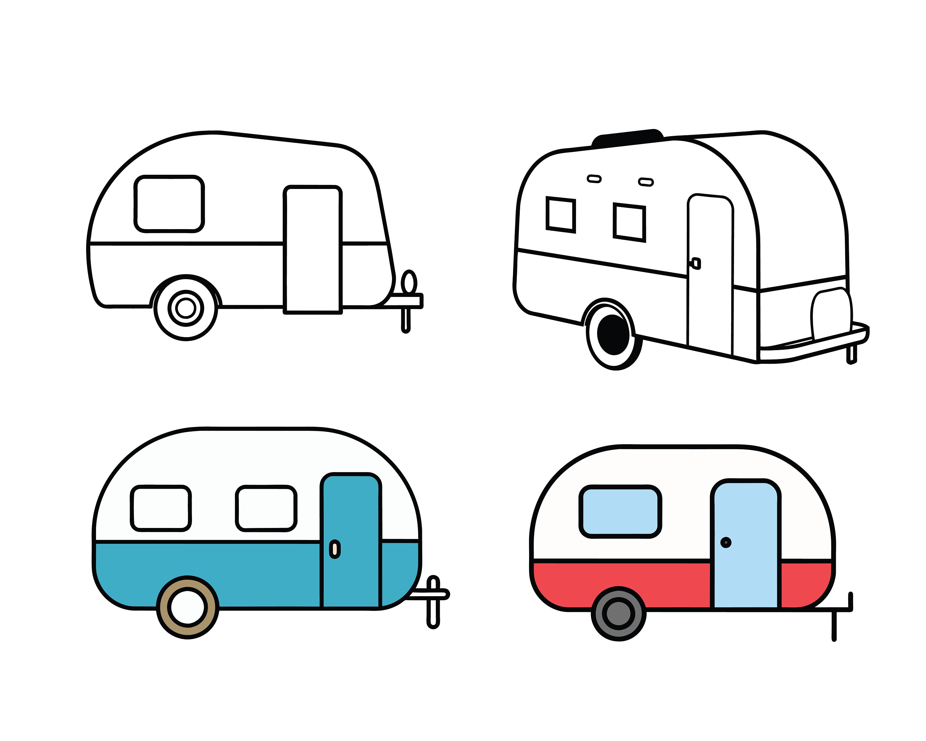 Caravan SVG, Caravan Clip Art, Caravan Cricut Svg, Caravan Outline Svg ...