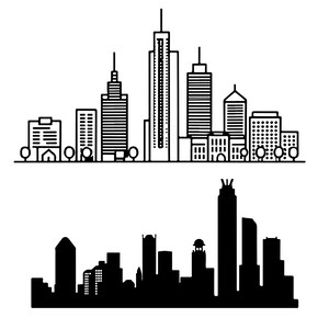 Dallas Skyline Silhouette SVG , Dallas Skyline Outline SVG , Continuous ...