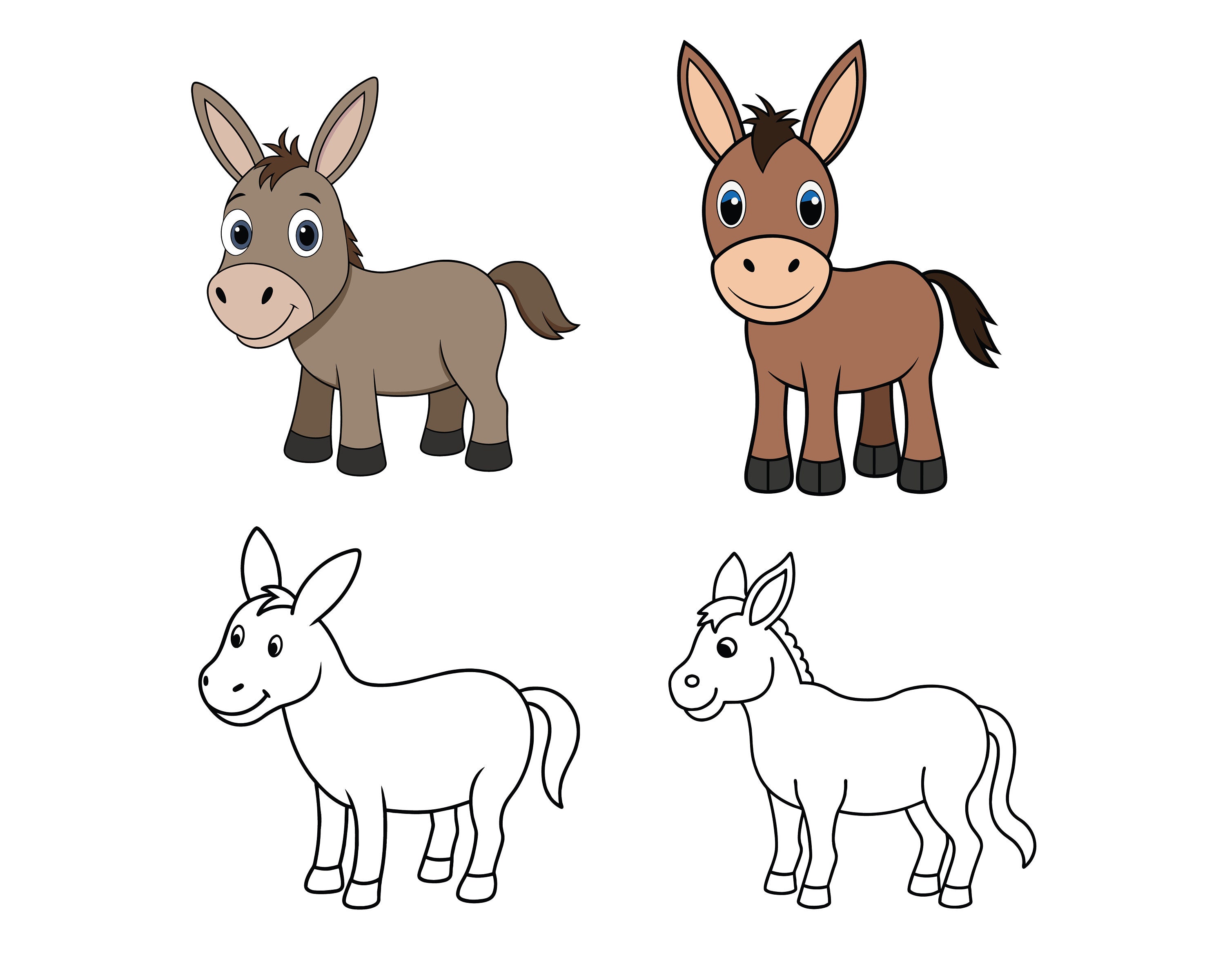 Donkey SVG, Donkey Clip Art, Donkey Cricut Svg, Donkey Outline Svg - Etsy