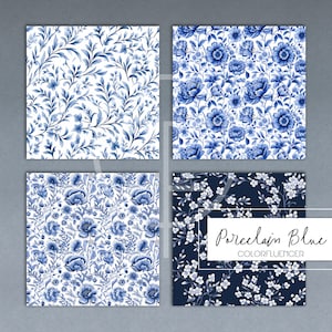 Seamless Patterns | Porcelain Blue | Digital Papers | Seamless Pattern ...