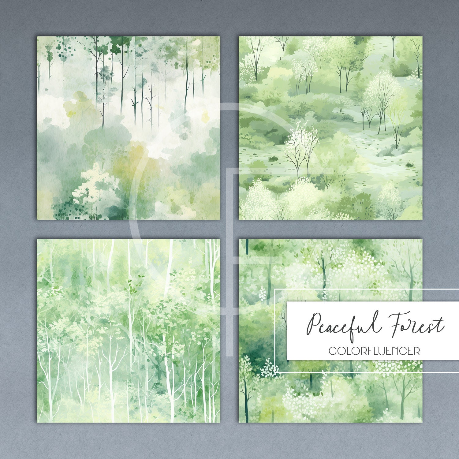 Forest Backgrounds Watercolor Peaceful Forest Digital Papers Seamless ...