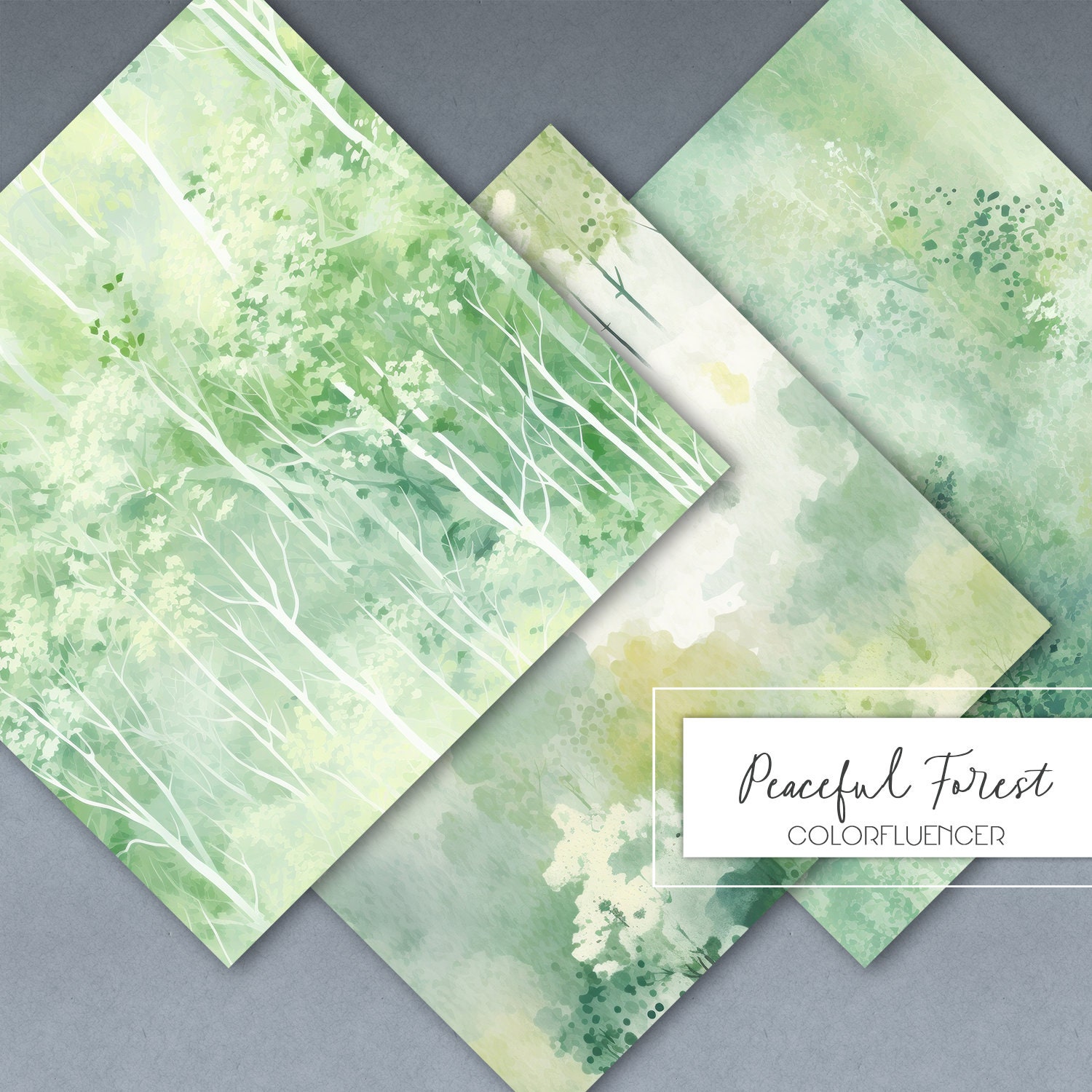 Forest Backgrounds Watercolor Peaceful Forest Digital Papers Seamless ...