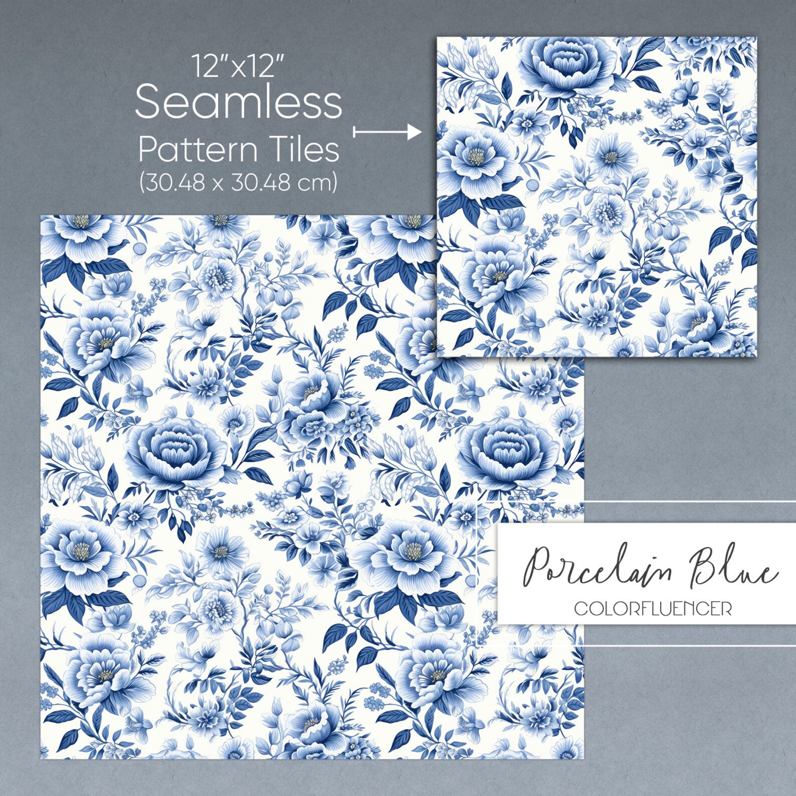 Seamless Patterns | Porcelain Blue | Digital Papers | Seamless Pattern ...