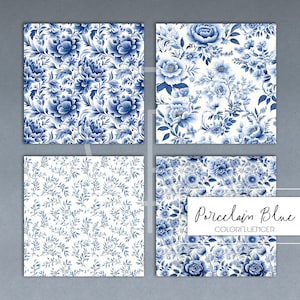 Seamless Patterns | Porcelain Blue | Digital Papers | Seamless Pattern ...