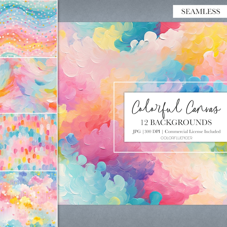 Paint Backgrounds | Pastel Brush Strokes | Rainbow Clouds | Seamless ...