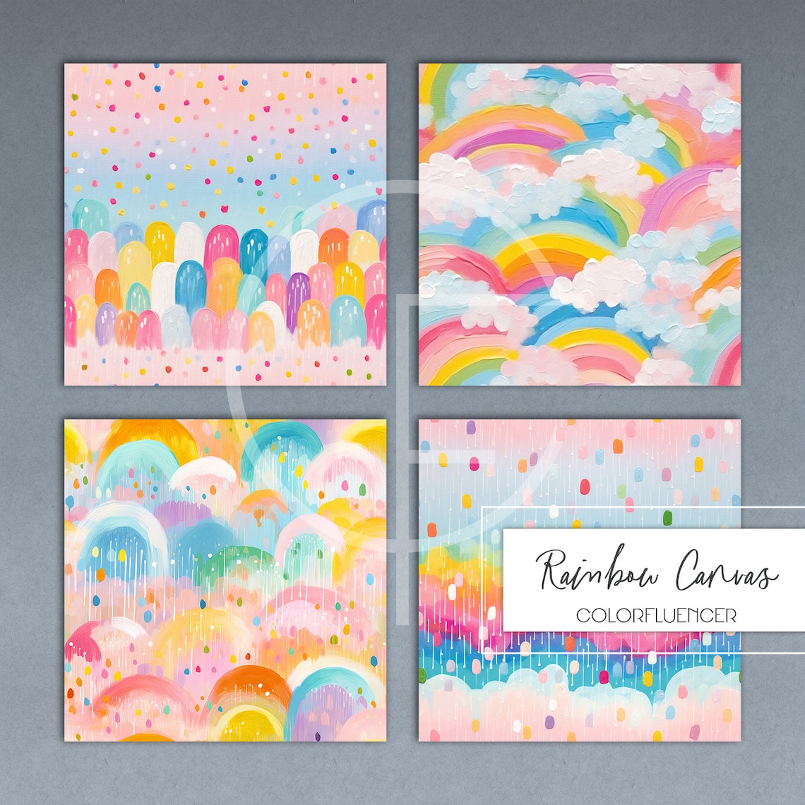 Rainbow Backgrounds Rainbow Canvas Digital Papers Seamless Pattern Sky ...
