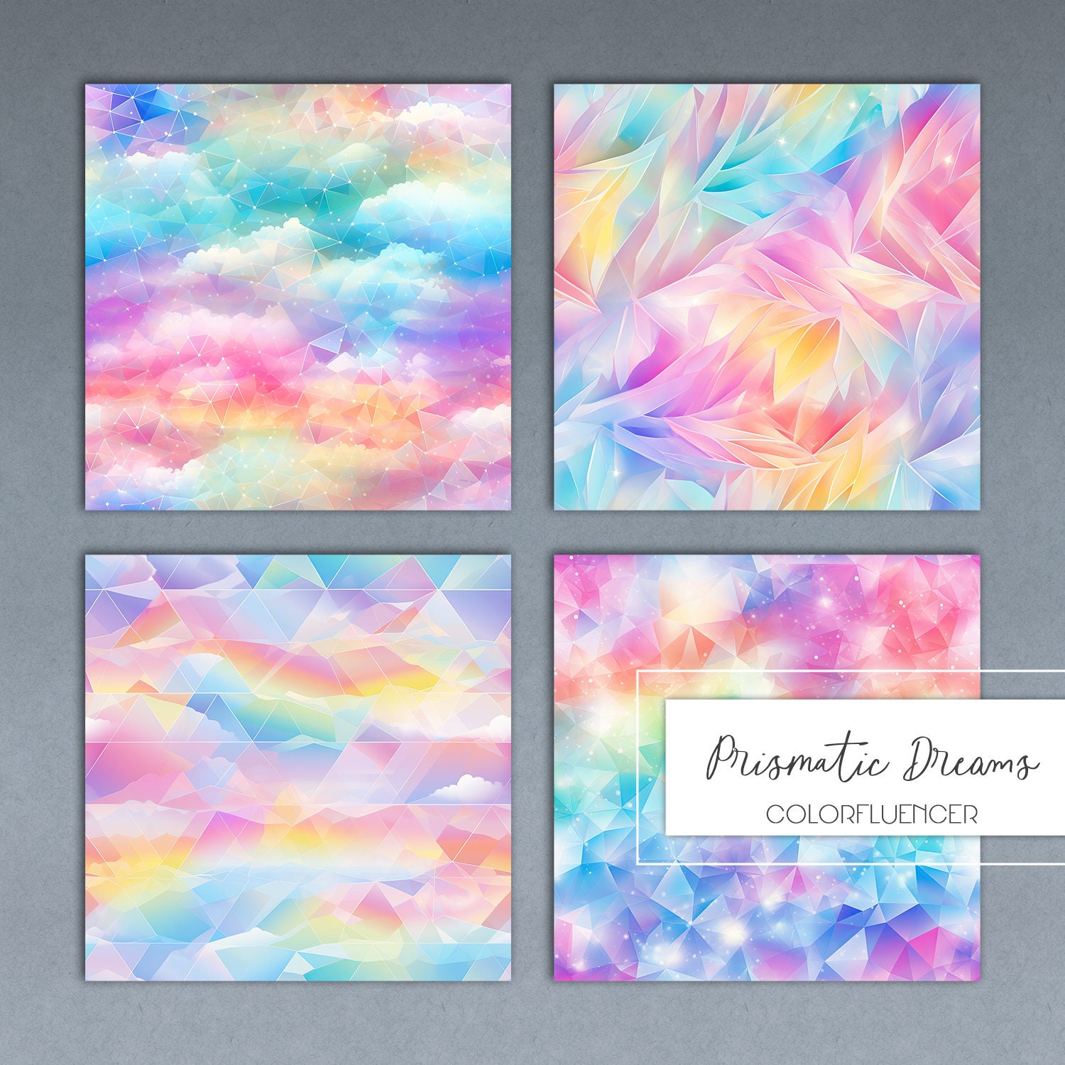 Rainbow Seamless Patterns | Backgrounds | Prismatic Dreams | Digital ...
