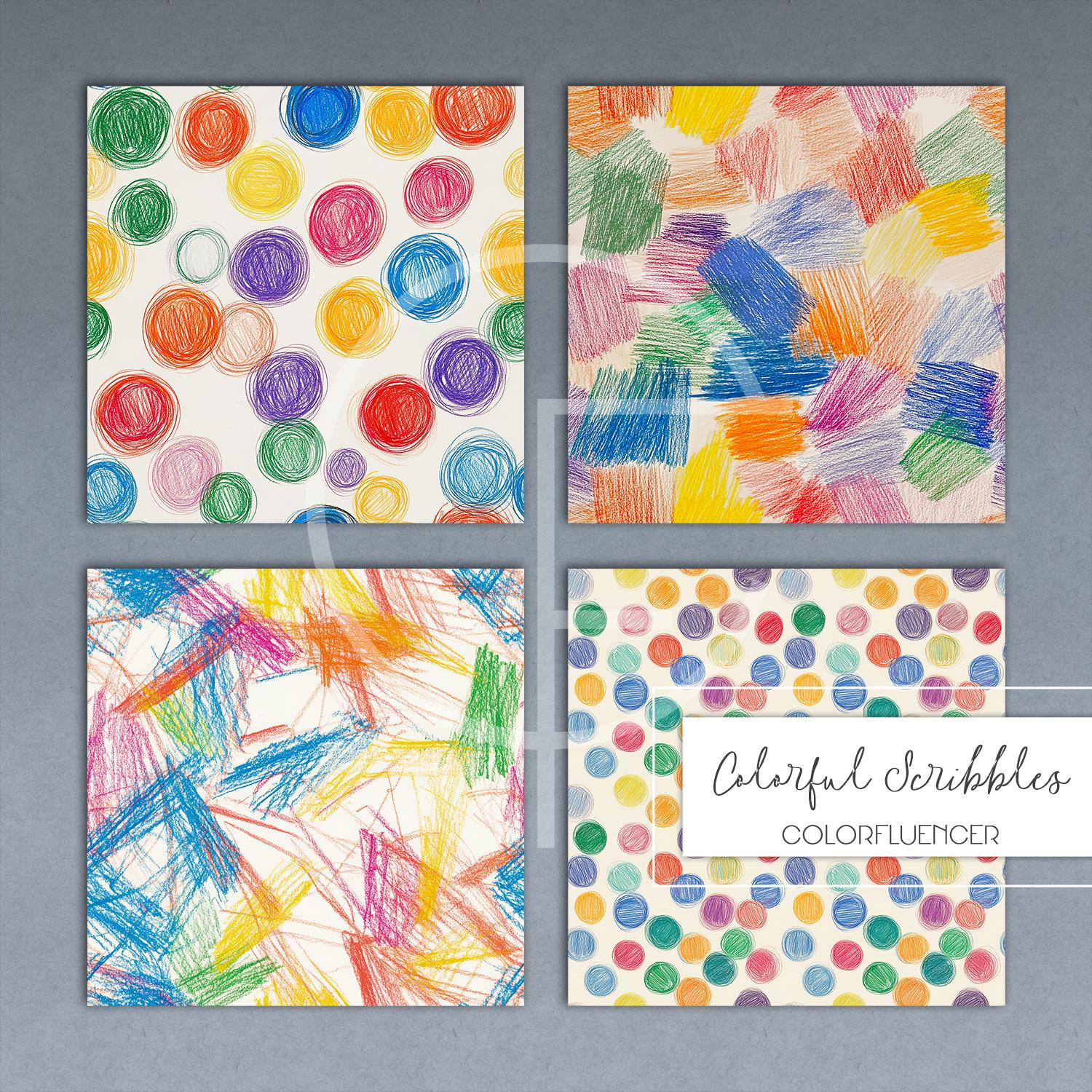 Colorful Scribbles Digital Paper: 12 Seamless Patterns (JPG) - Etsy