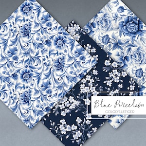 Seamless Patterns | Porcelain Blue | Digital Papers | Seamless Pattern ...