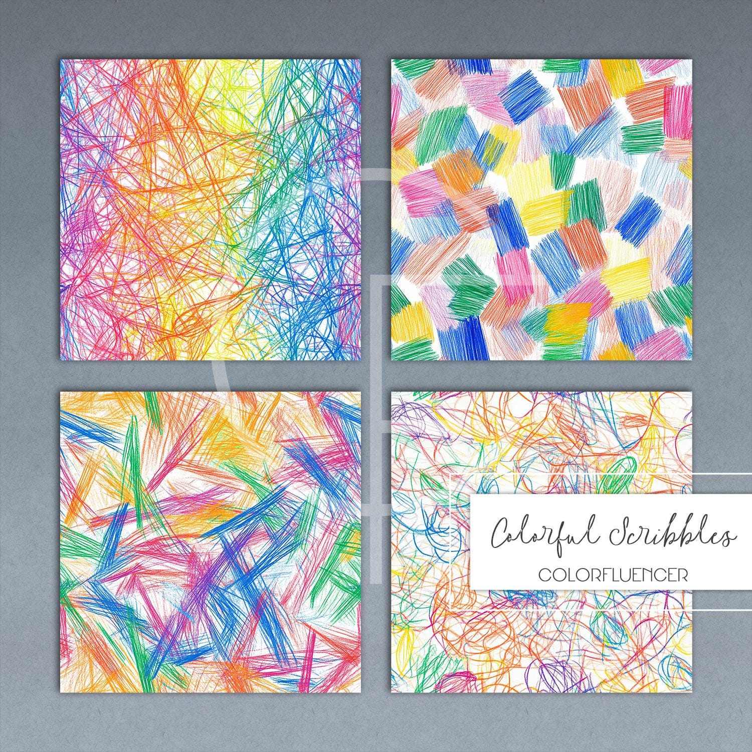 Colorful Scribbles Digital Paper: 12 Seamless Patterns (JPG) - Etsy