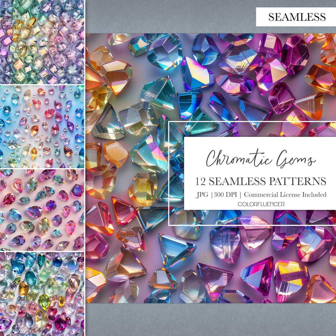Gemstones Seamless Patterns | Cromatic Gems | Digital Paper | Digital ...