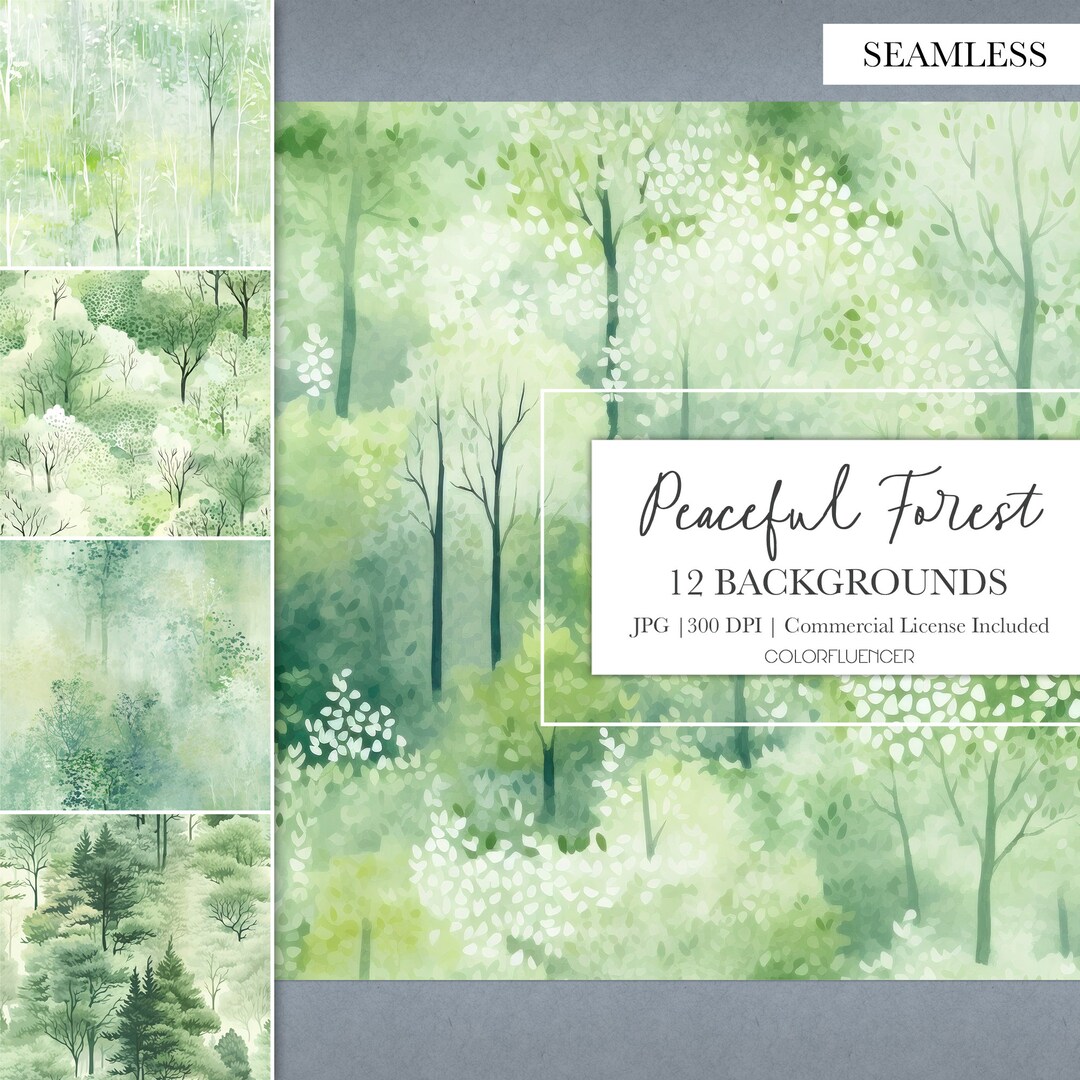 Forest Backgrounds | Watercolor | Peaceful Forest | Digital Papers ...