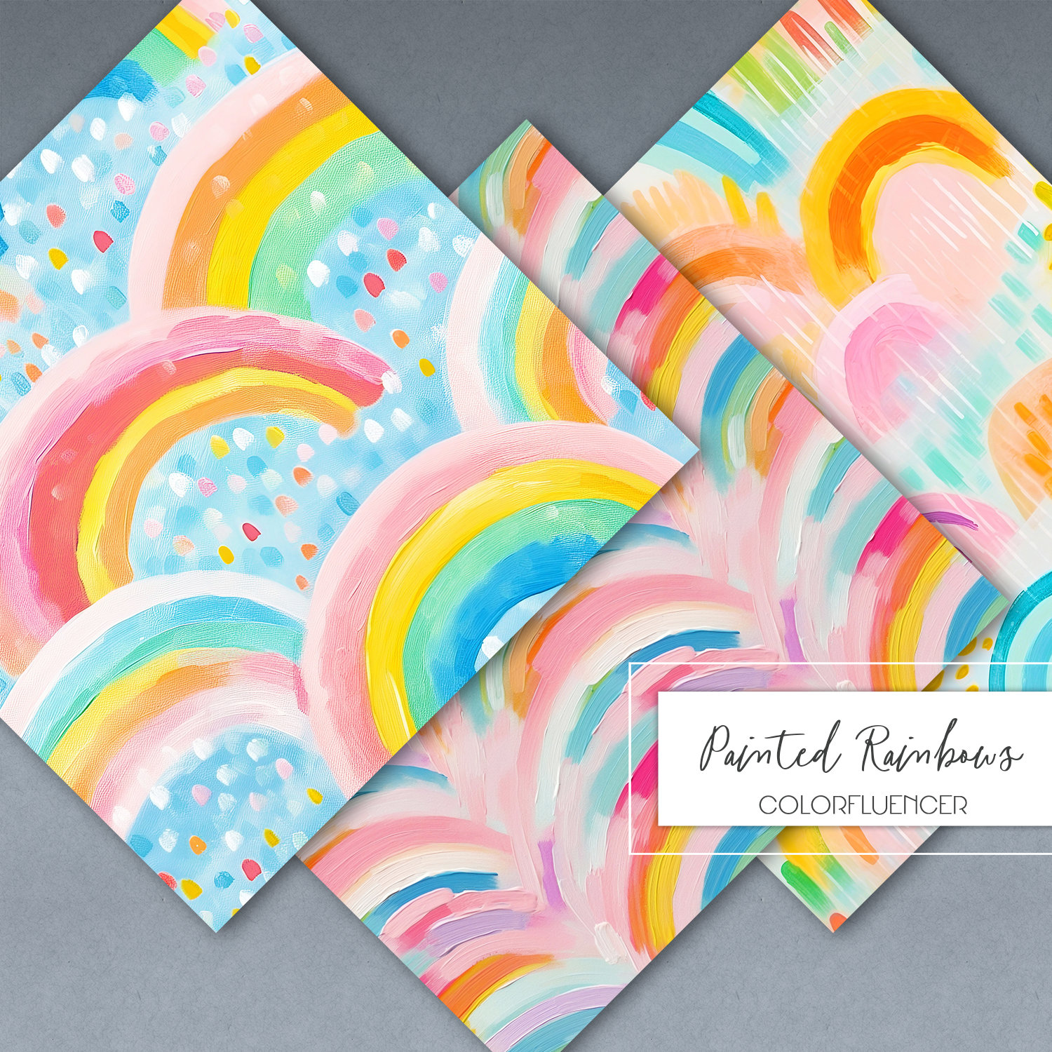 Rainbow Backgrounds | Painted Rainbows | Digital Papers | Seamless ...