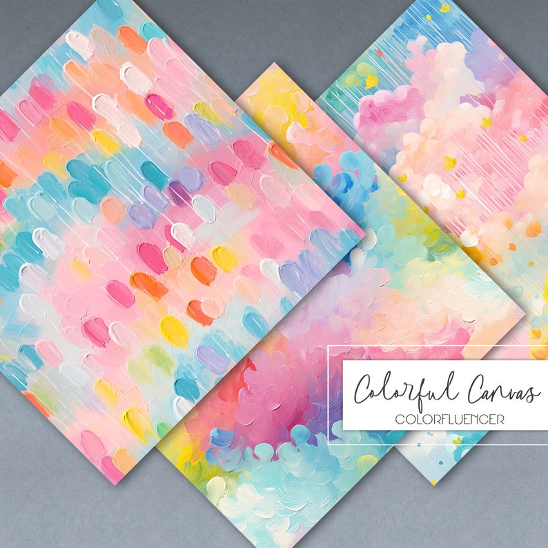 Paint Backgrounds Pastel Brush Strokes Rainbow Clouds Seamless Pattern ...