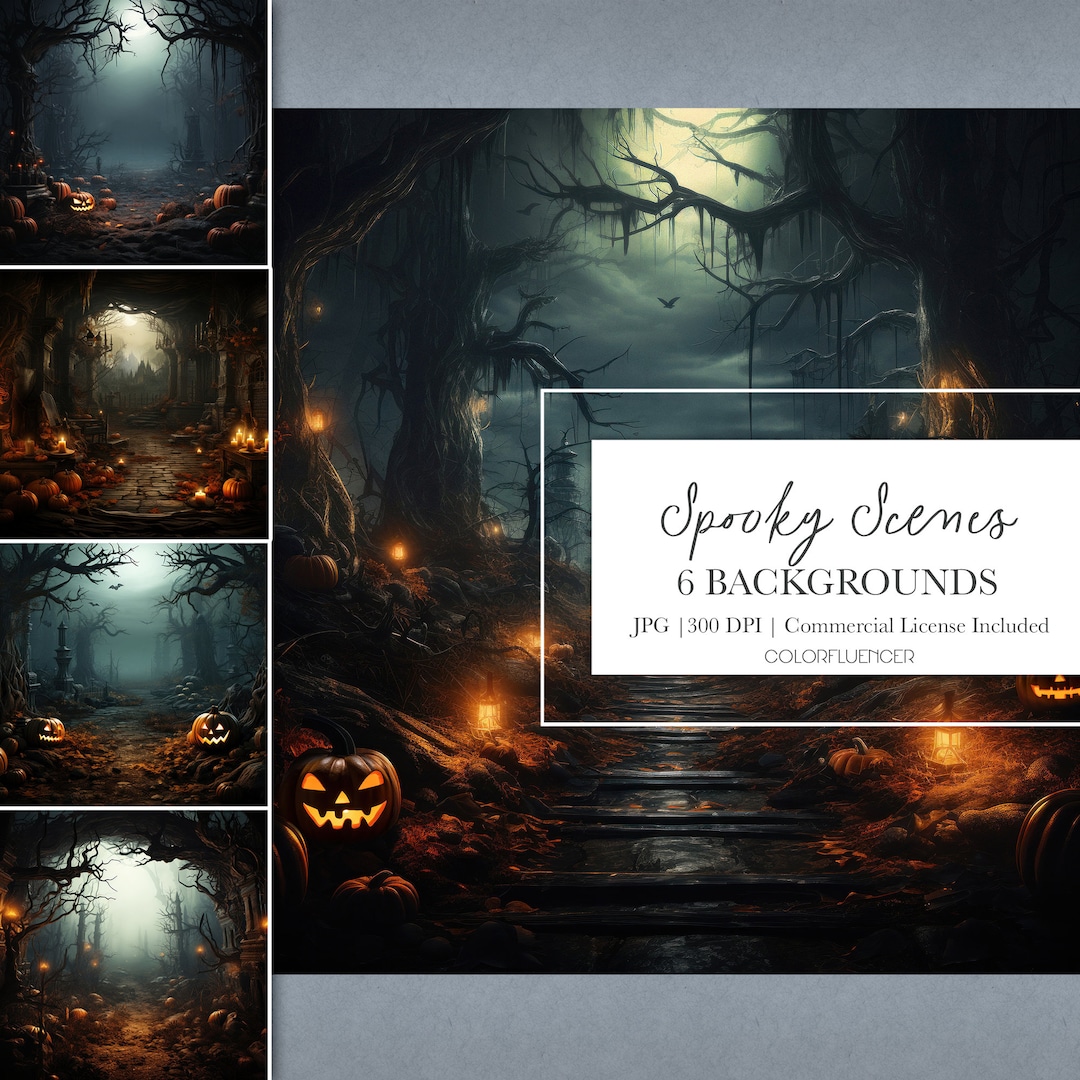 Halloween Backgrounds | Spooky Scenes | Digital Papers | Halloween ...