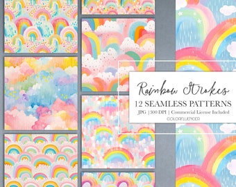 Rainbow Backgrounds Rainbow Canvas Digital Papers Seamless Pattern Sky ...