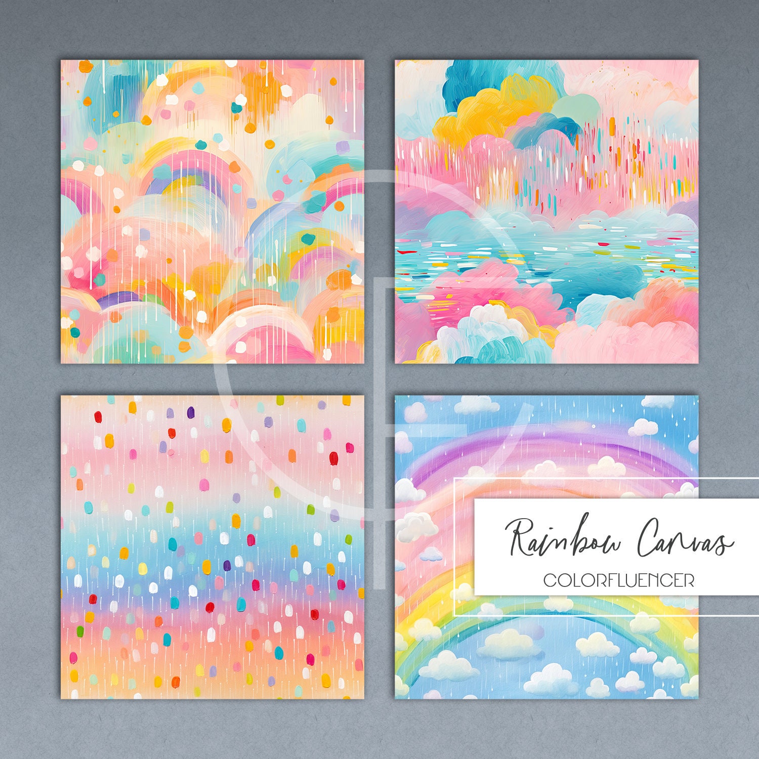 Rainbow Backgrounds Rainbow Canvas Digital Papers Seamless Pattern Sky ...