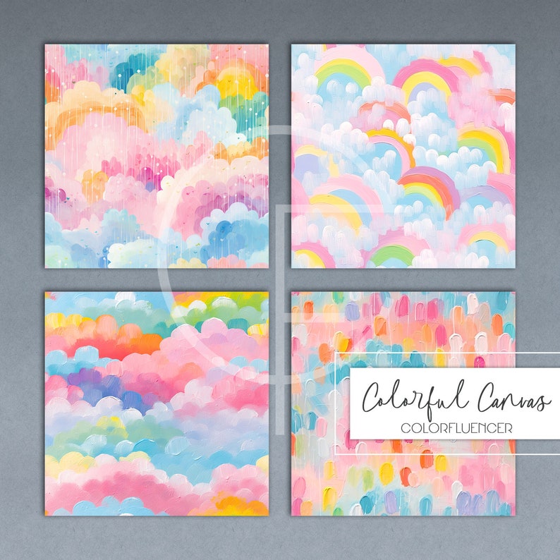 Paint Backgrounds Pastel Brush Strokes Rainbow Clouds Seamless Pattern ...