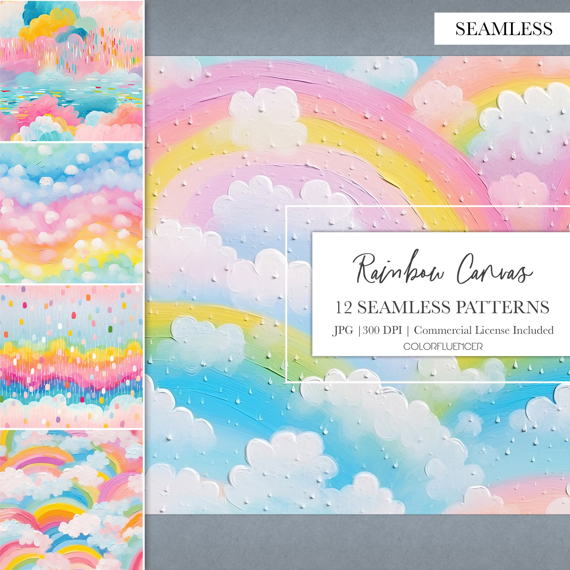 Rainbow Backgrounds | Rainbow Canvas | Digital Papers | Seamless ...
