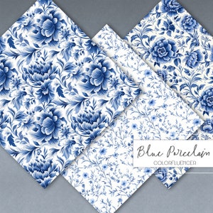 Seamless Patterns | Porcelain Blue | Digital Papers | Seamless Pattern ...
