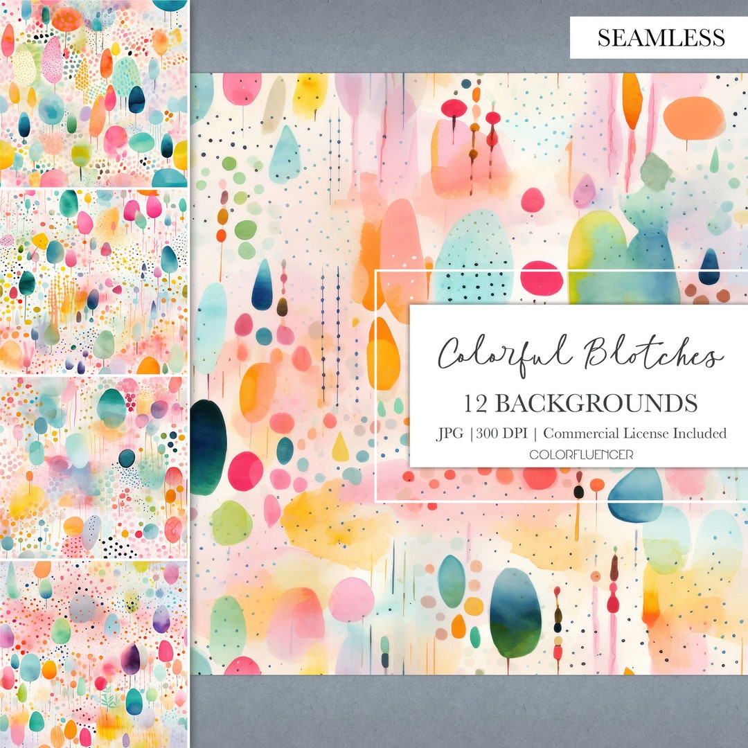Abstract Seamless Pattern | Colorful Blotches | Backgrounds | Digital ...