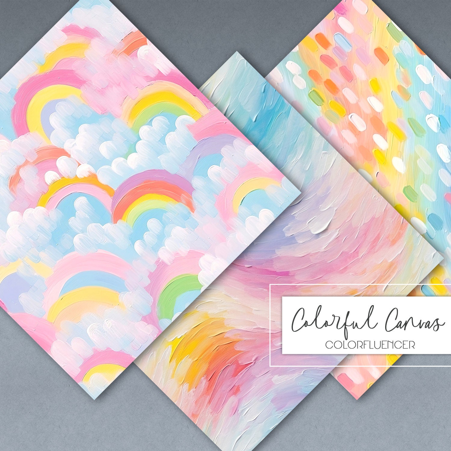 Paint Backgrounds Pastel Brush Strokes Rainbow Clouds Seamless Pattern ...
