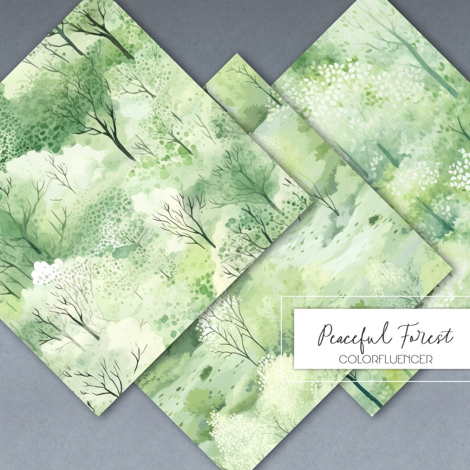 Forest Backgrounds Watercolor Peaceful Forest Digital Papers Seamless ...