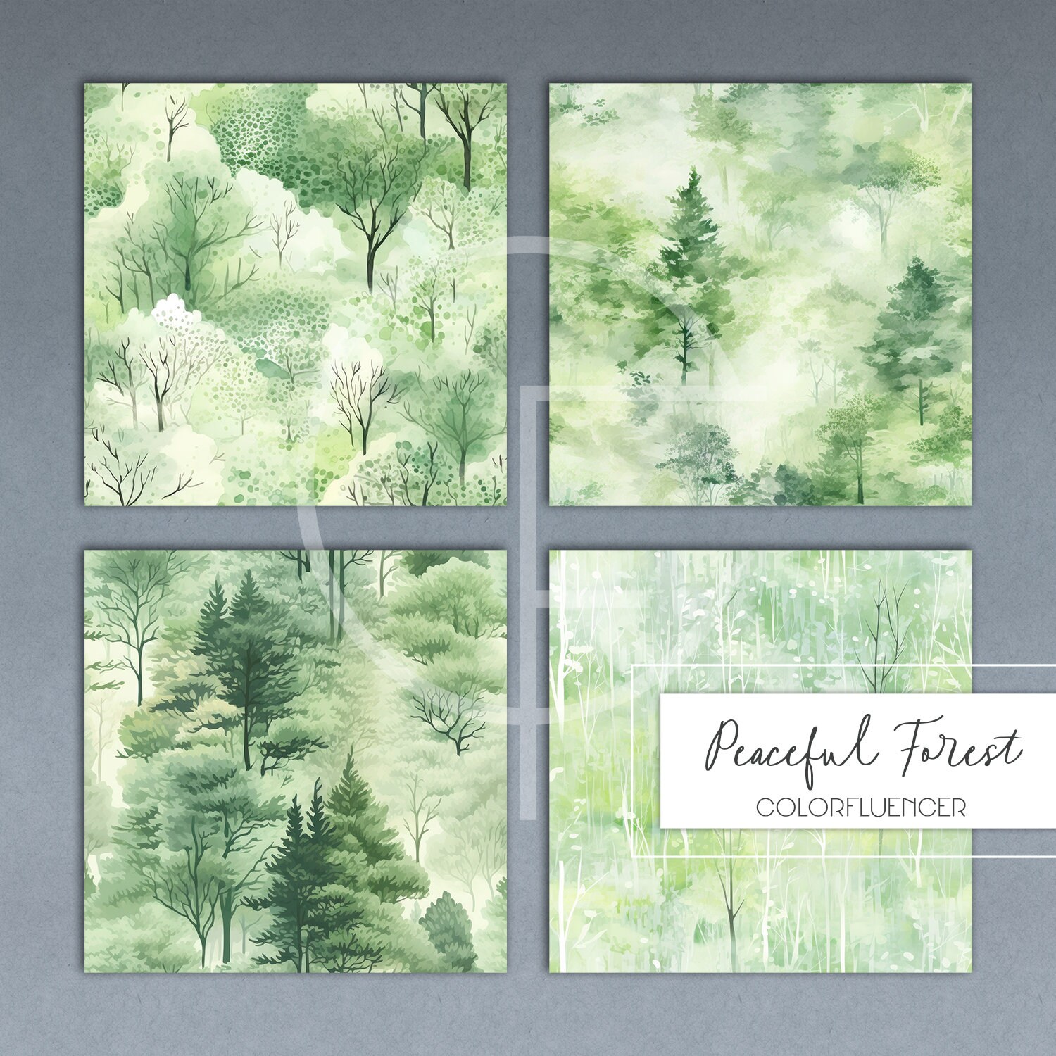 Forest Backgrounds Watercolor Peaceful Forest Digital Papers Seamless ...