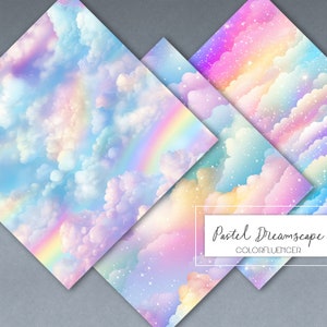 Clouds Seamless Patterns | Sky Clouds Backgrounds, Rainbow Colors ...
