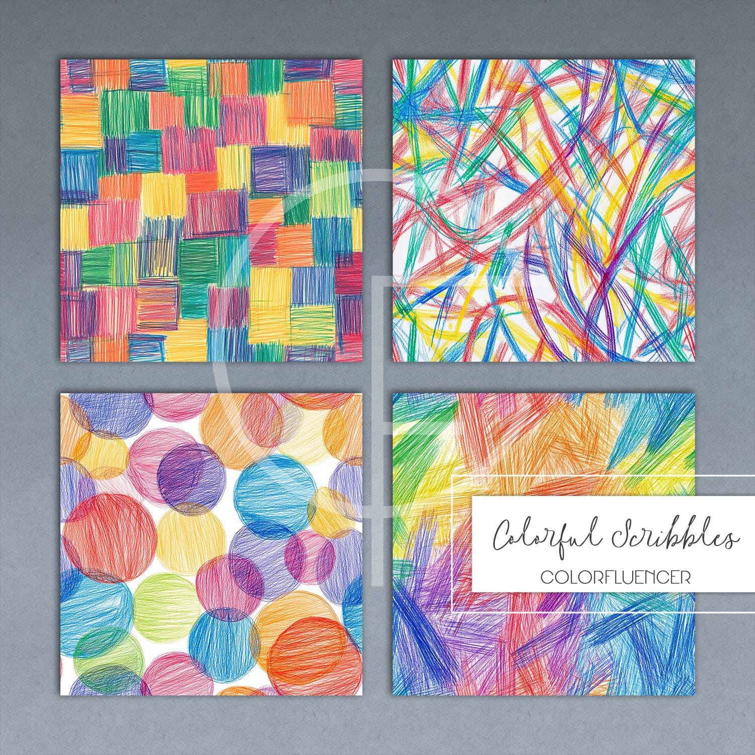 Colorful Scribbles Digital Paper: 12 Seamless Patterns (JPG) - Etsy