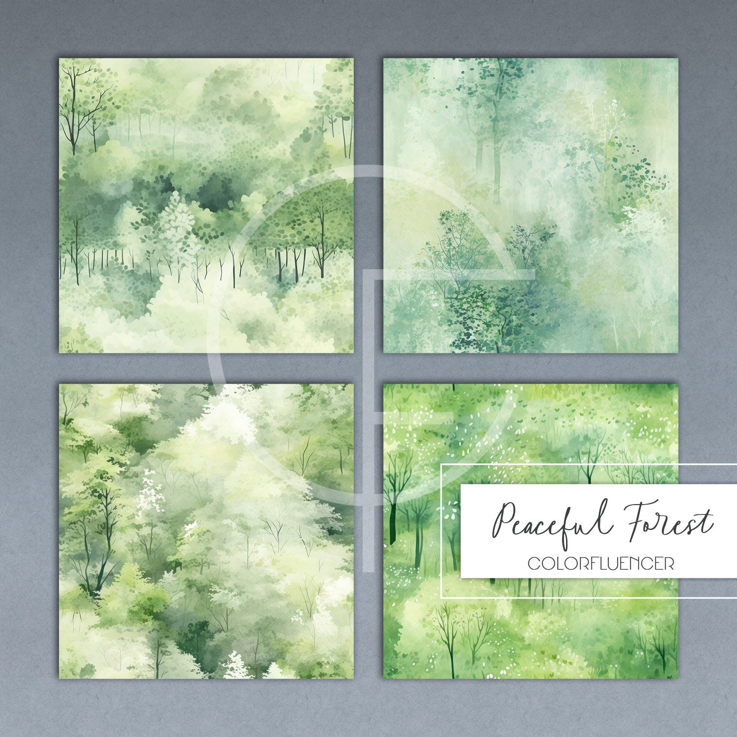 Forest Backgrounds Watercolor Peaceful Forest Digital Papers Seamless ...